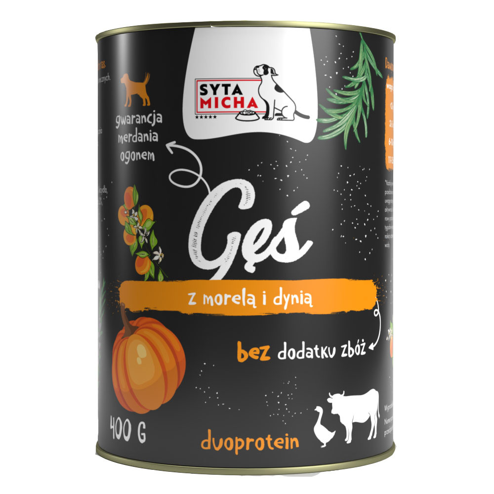 Syta Micha Karma Mokra Dla Psa Gęś Z Morelami I Dynią 400G - Syta Micha ...
